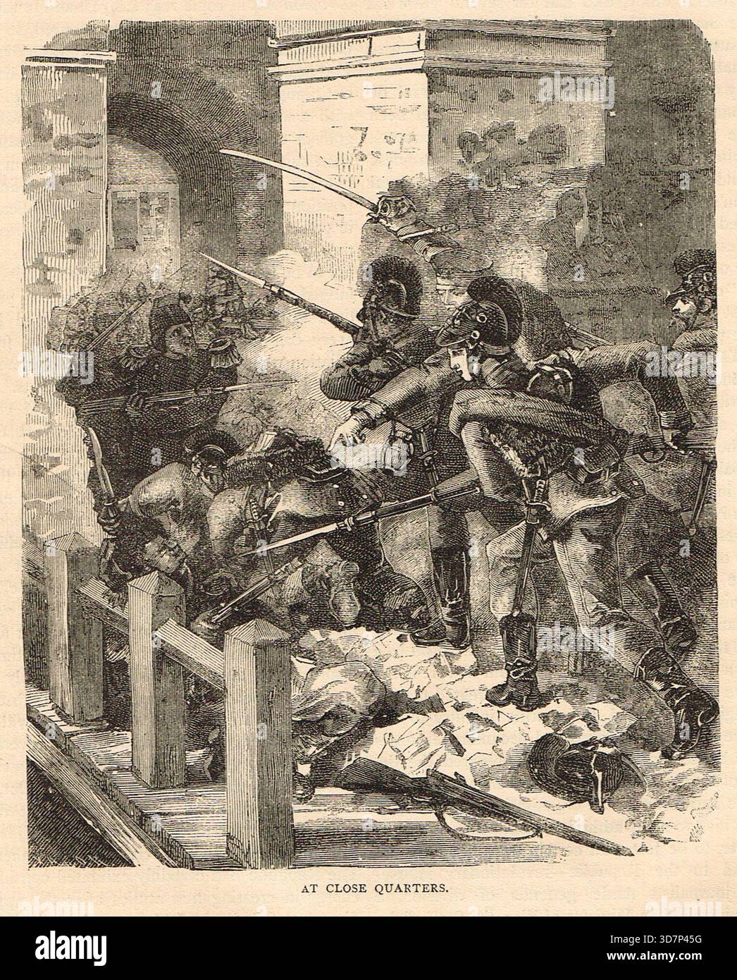 French and Prussian troops fighting at close quarters during the Franco ...