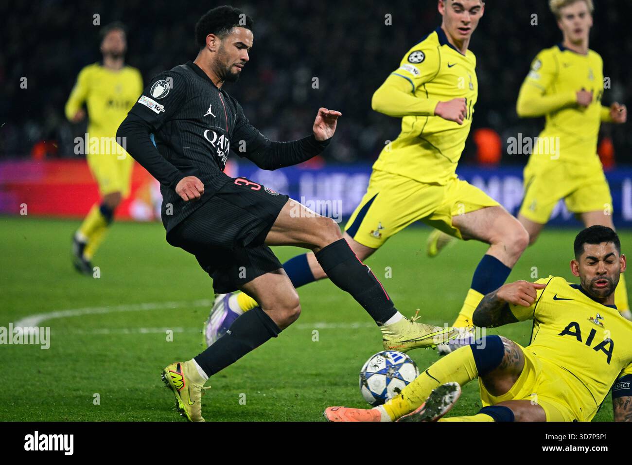 Paris Saint-Germain’s midfielder Warren Zaire-Emery kicks the ball ...