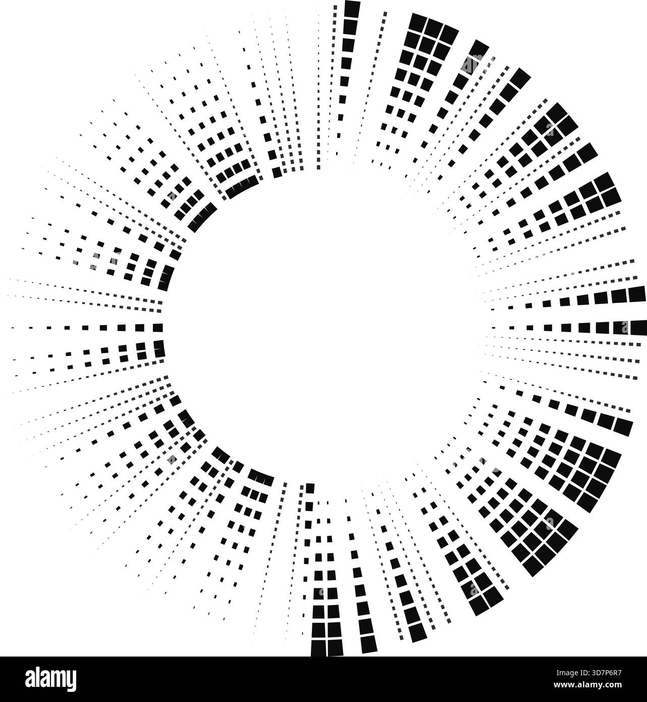 Long square rays radiate outward evenly from a central empty space ...