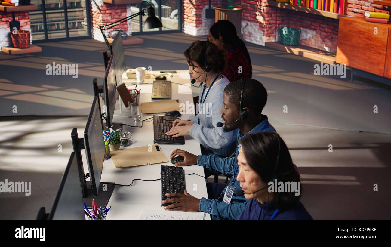 Employee workers helping customer tech devices hi-res stock photography ...
