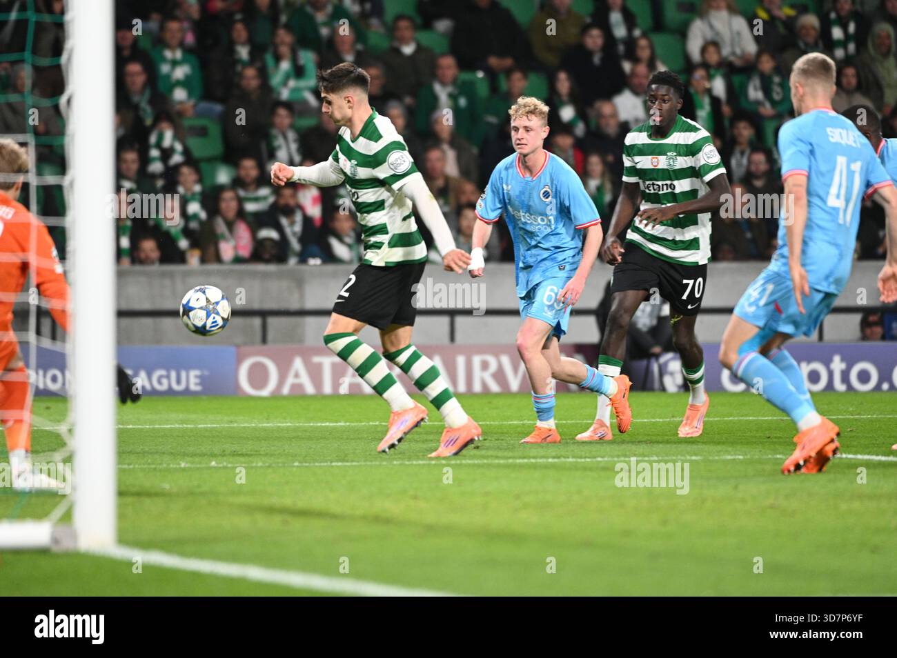 Lisbon, Portugal. 26 November 2025. Iván Fresneda defender of Sporting ...