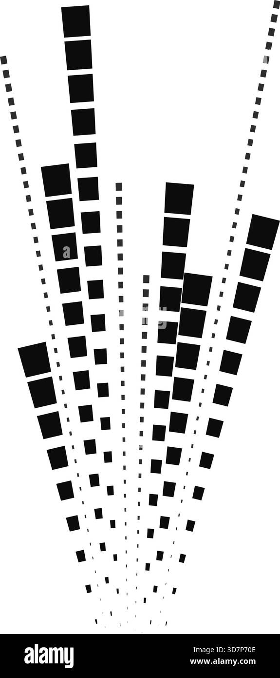 Linear beam formed with irregular square units radiates outward from a ...