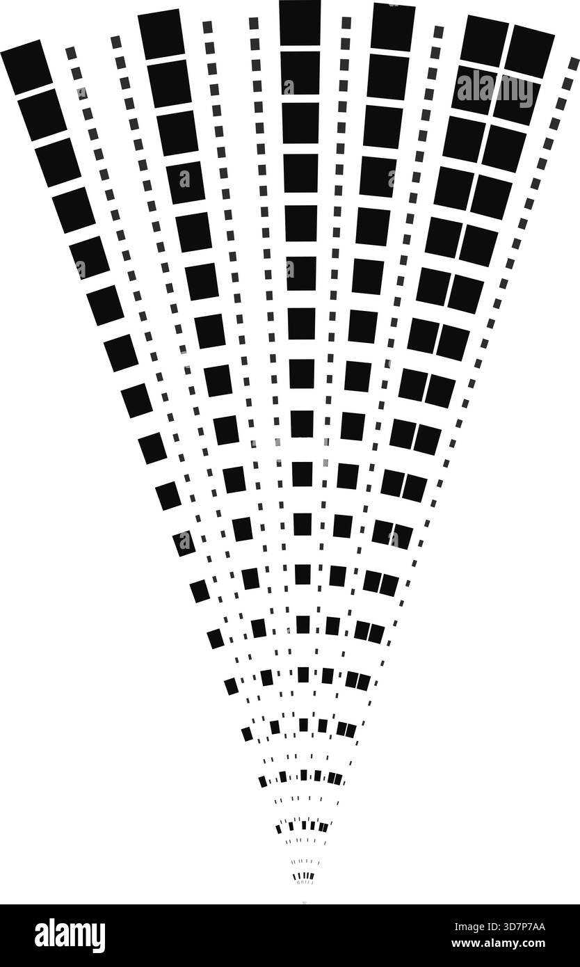 Regular linear beam composed of evenly spaced square elements forming a ...