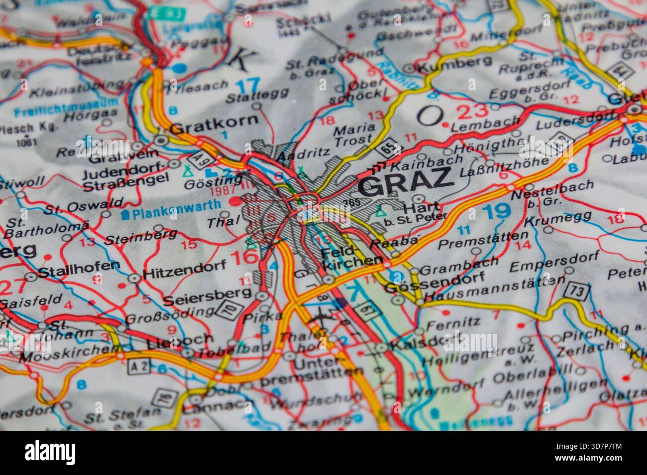 Graz, Austria, on a road map Stock Photo - Alamy