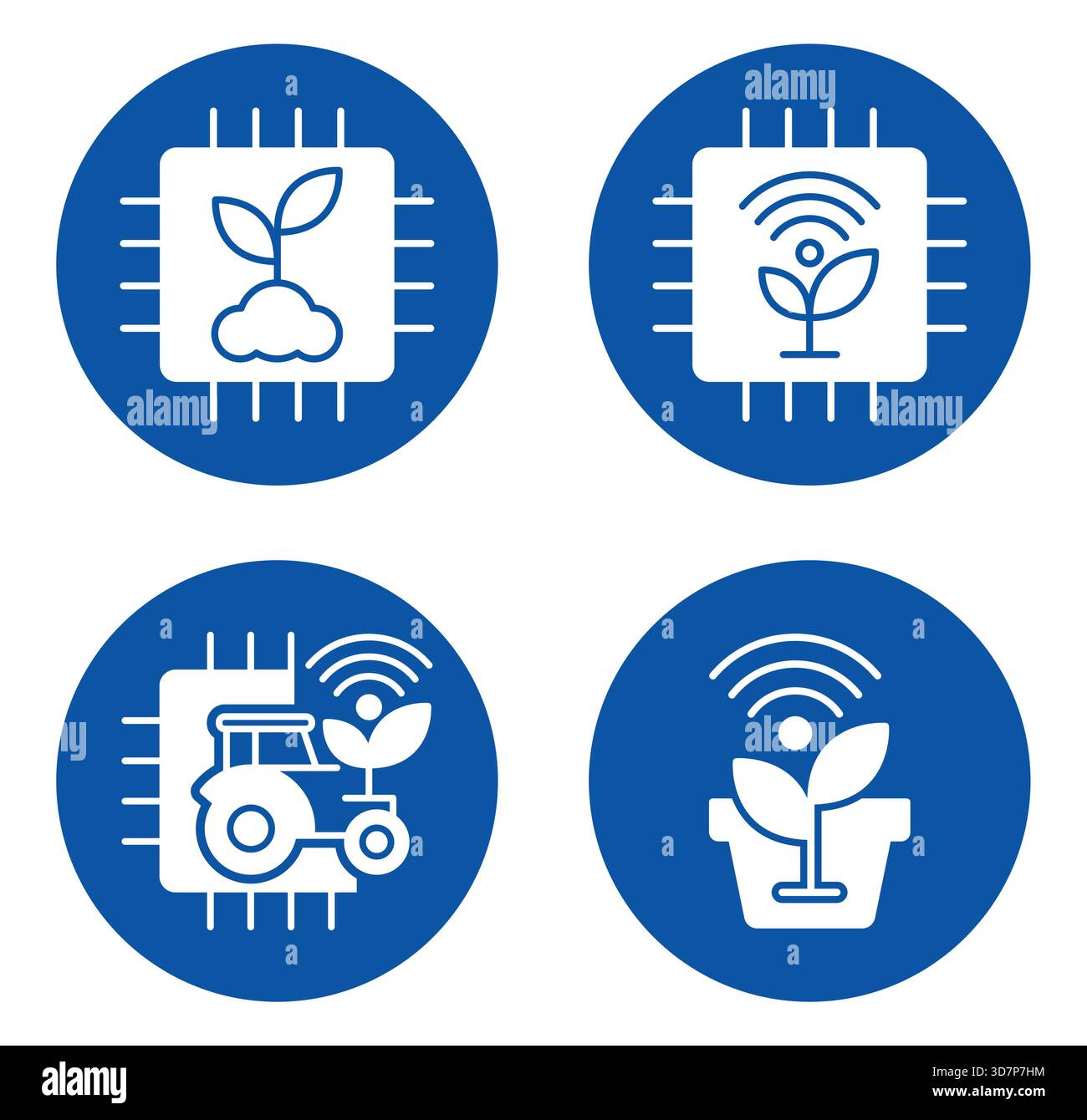 This collection features digital agriculture icons illustrating the ...