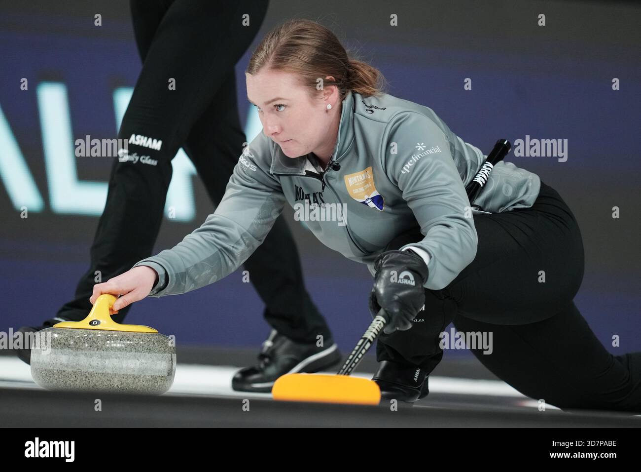 Corryn Brown delivers a stone during Canadian Olympic curling trials ...
