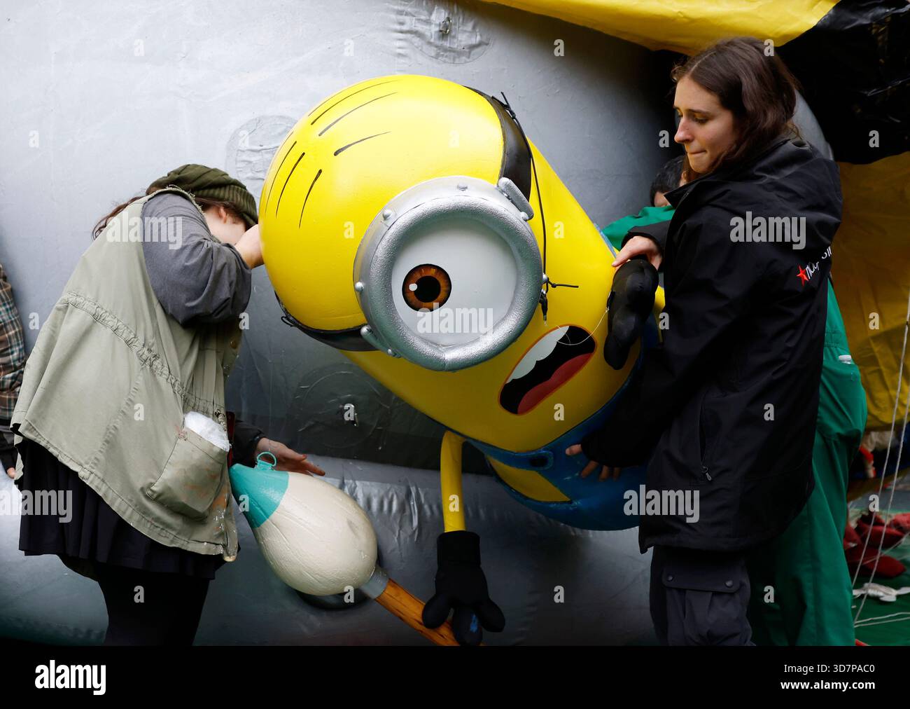 The Stuart The Minion Balloon is assembled under a net on the eve of ...