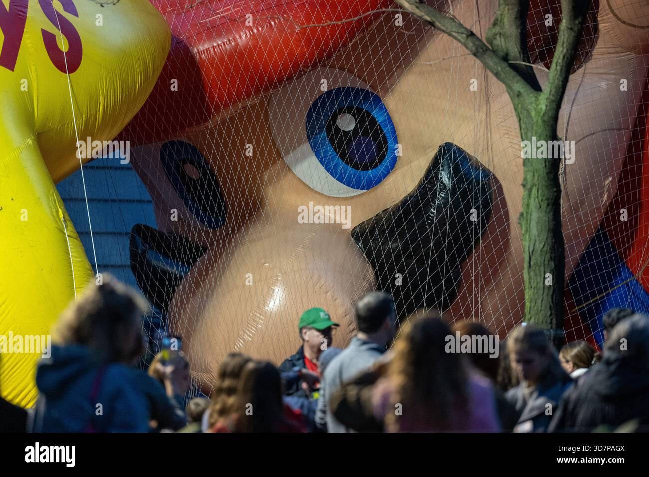 The Mario balloon during Inflation Eve for the 99th annual Macy's ...