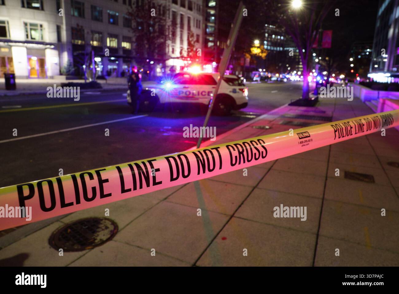 Police tape blocks off a street near the White House after members of ...