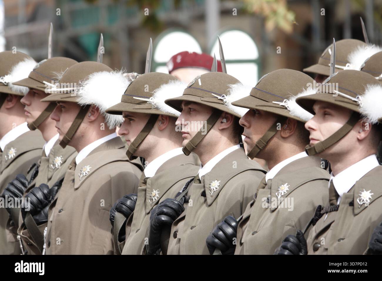 Krakow Poland. Wearing historic uniforms Polish soldiers participate in ...
