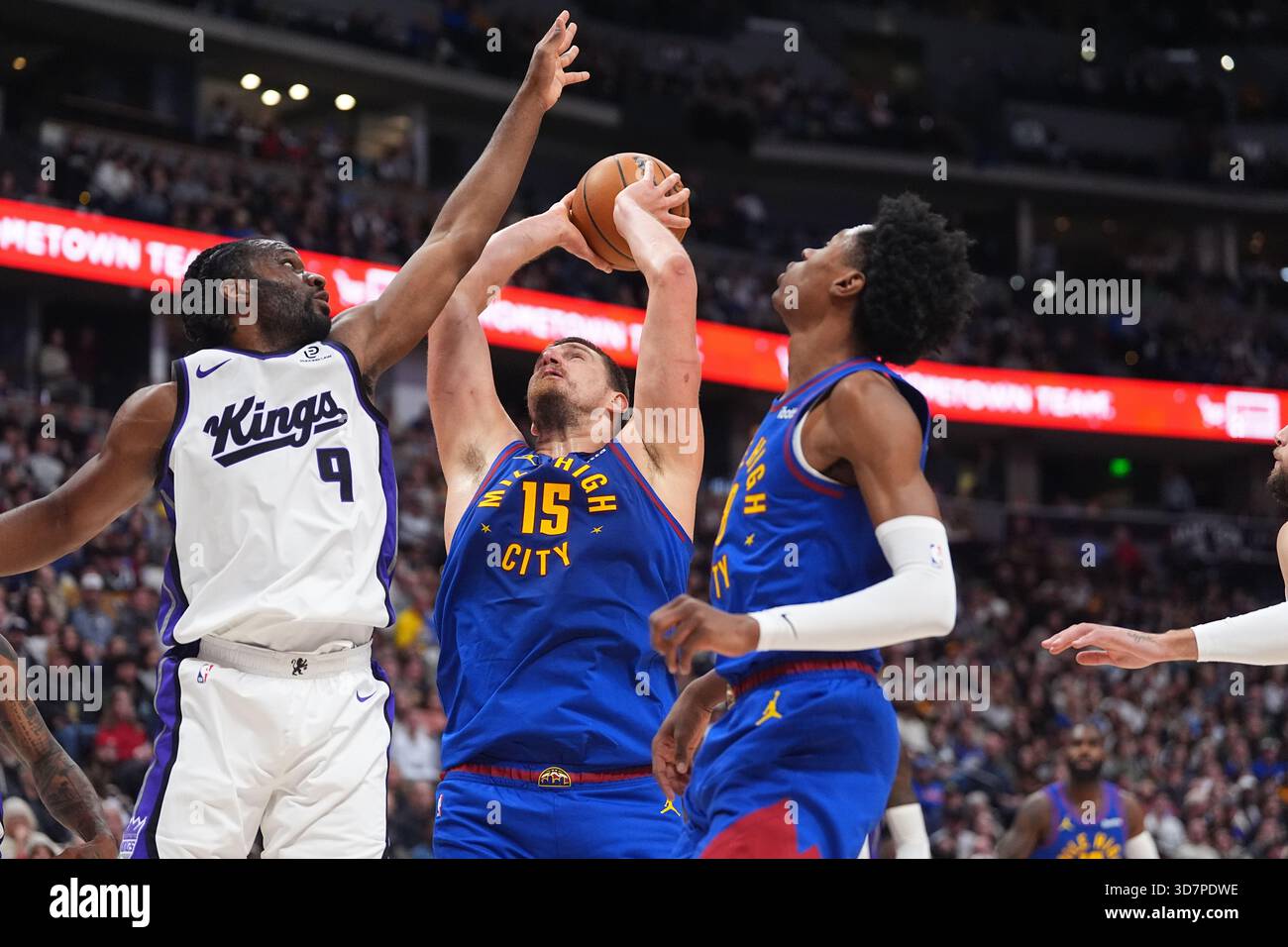 Sacramento Kings center Precious Achiuwa blocks a shot by Denver ...