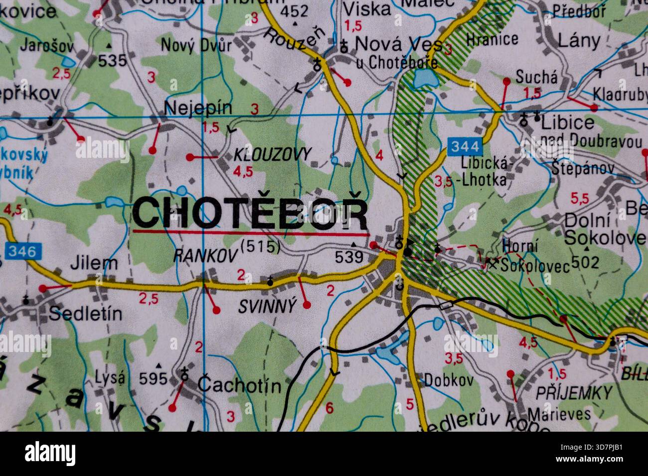 Chotebor, Czechia, on a road map Stock Photo - Alamy