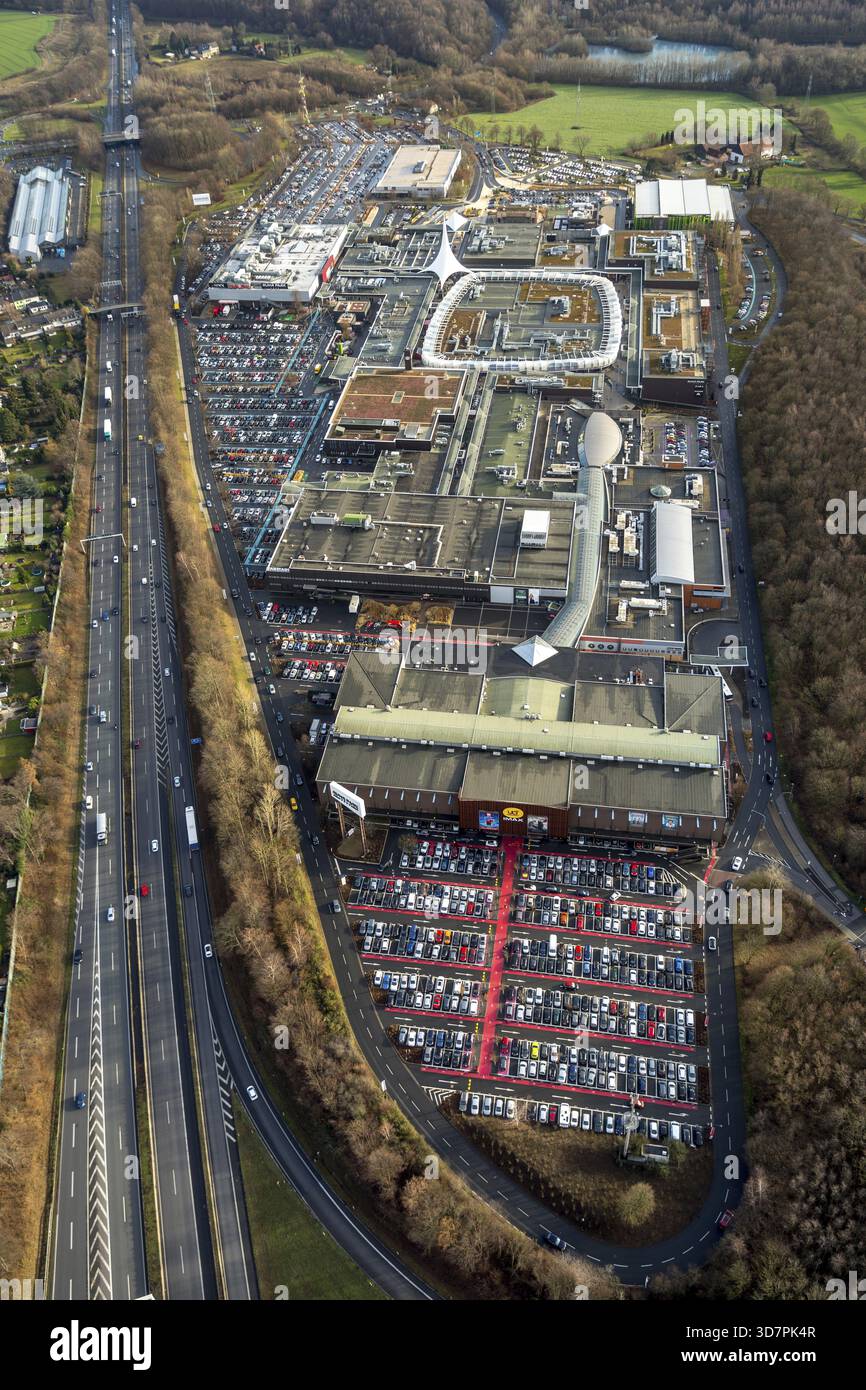 Aerial view, Ruhr Park shopping center, parking lot P3, parking lot P2 ...