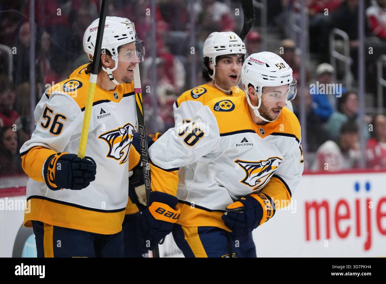 Nashville Predators left wing Michael Bunting (58) celebrates his goal ...