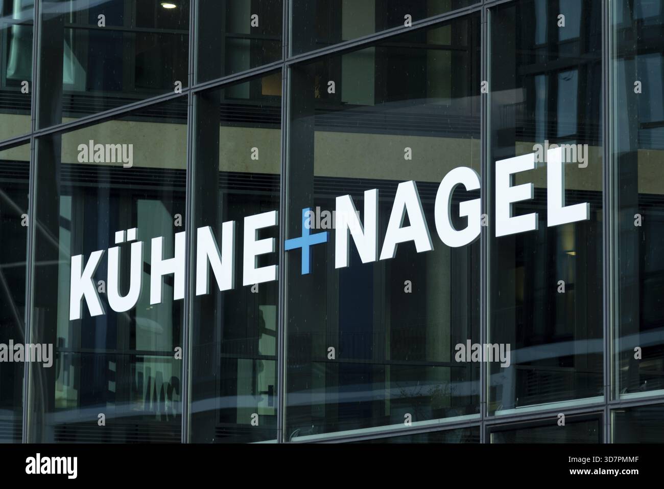 Detailed view, logo, sign, neon sign, freight forwarding, logistics ...