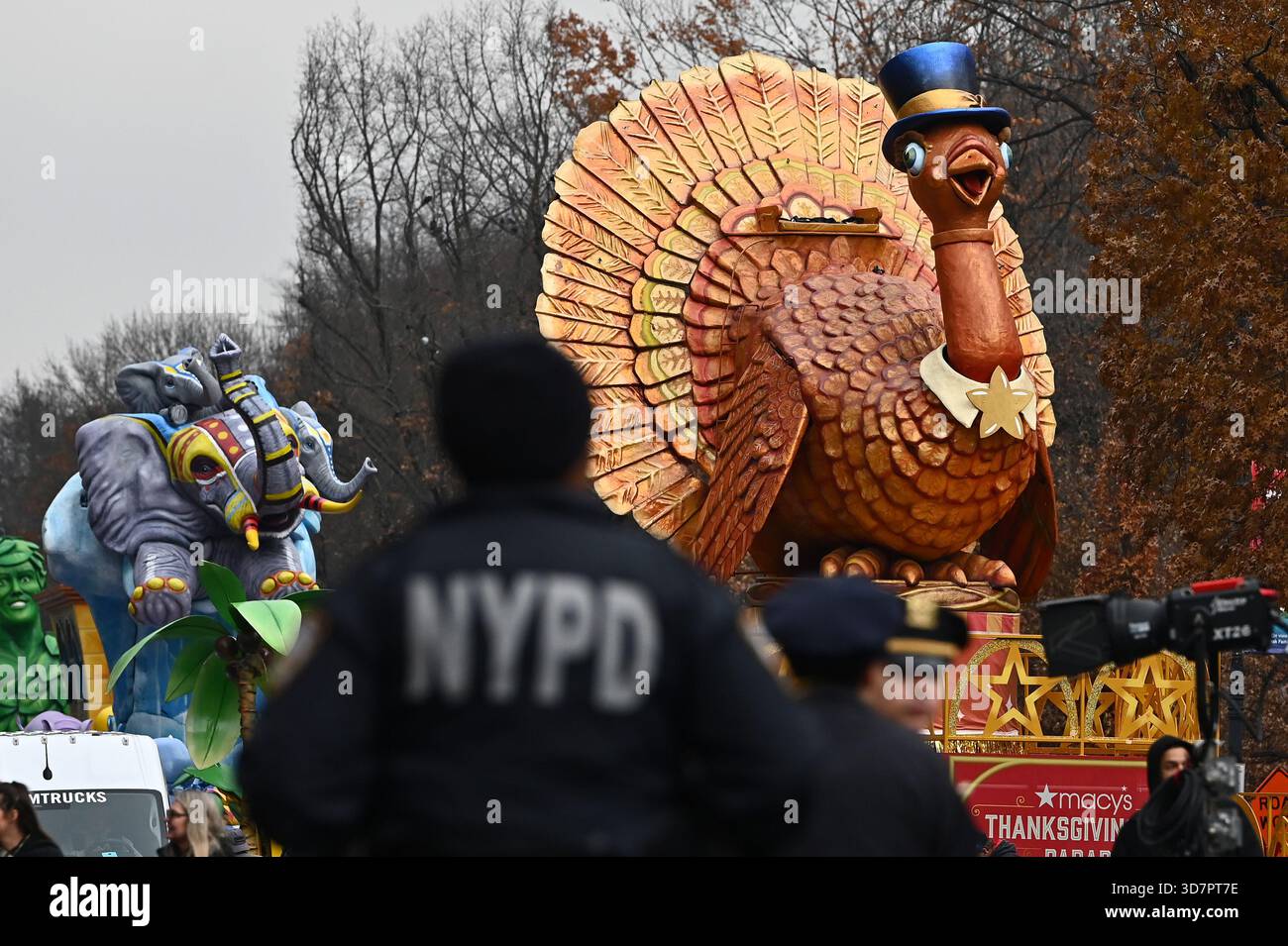 Tom the Turkey float is seen along Central Park West on the eve of the ...