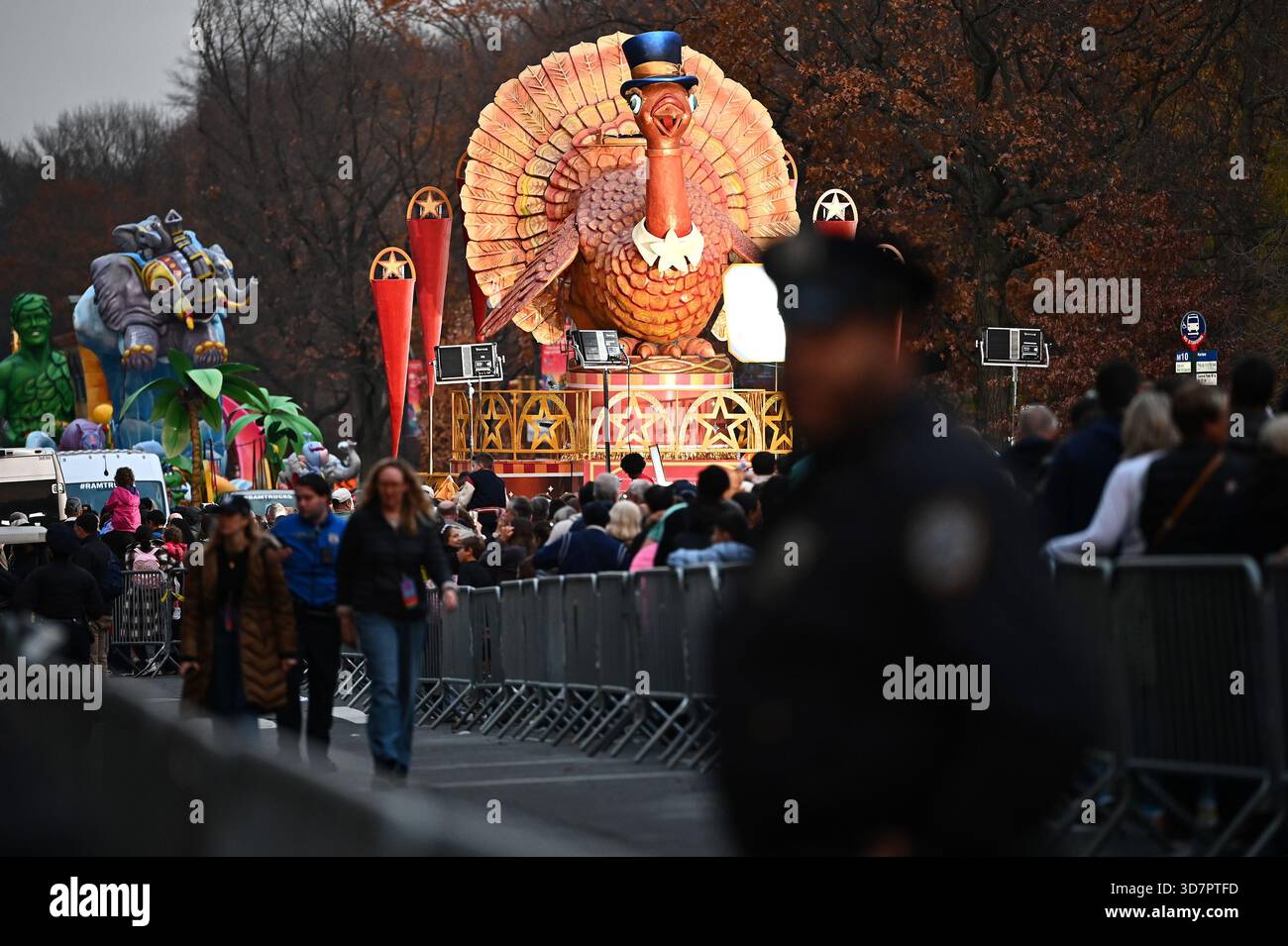 Tom the Turkey float is seen along Central Park West on the eve of the ...