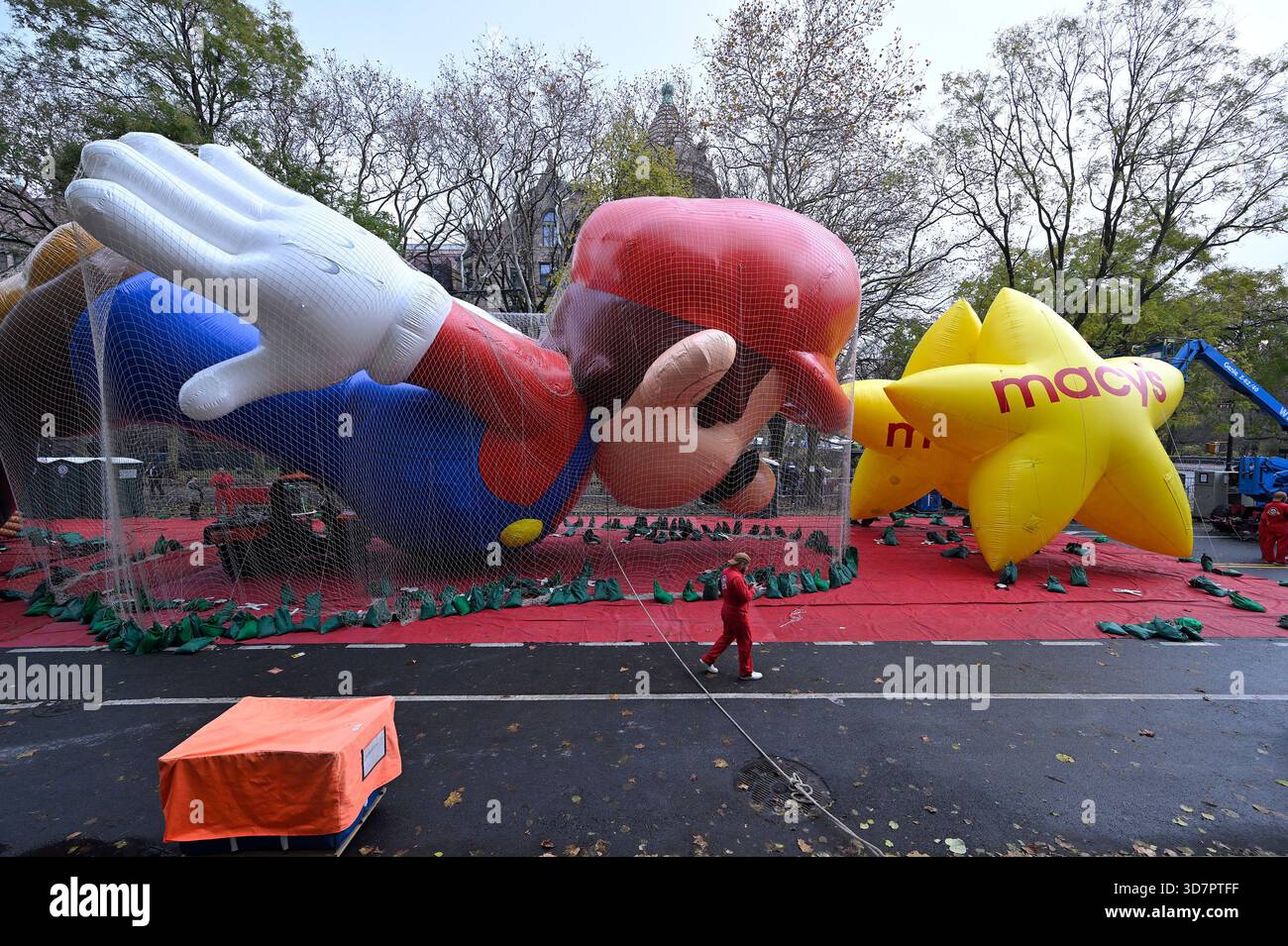 View of the Mario Bros. balloon during Macy's Balloon Inflation in ...
