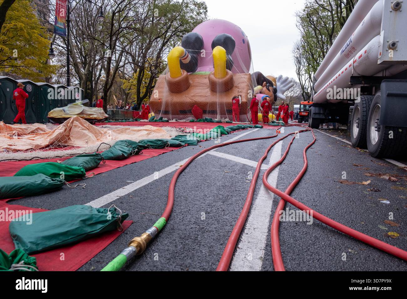 A view looking east on 79th street of balloons not yet inflated. Every ...