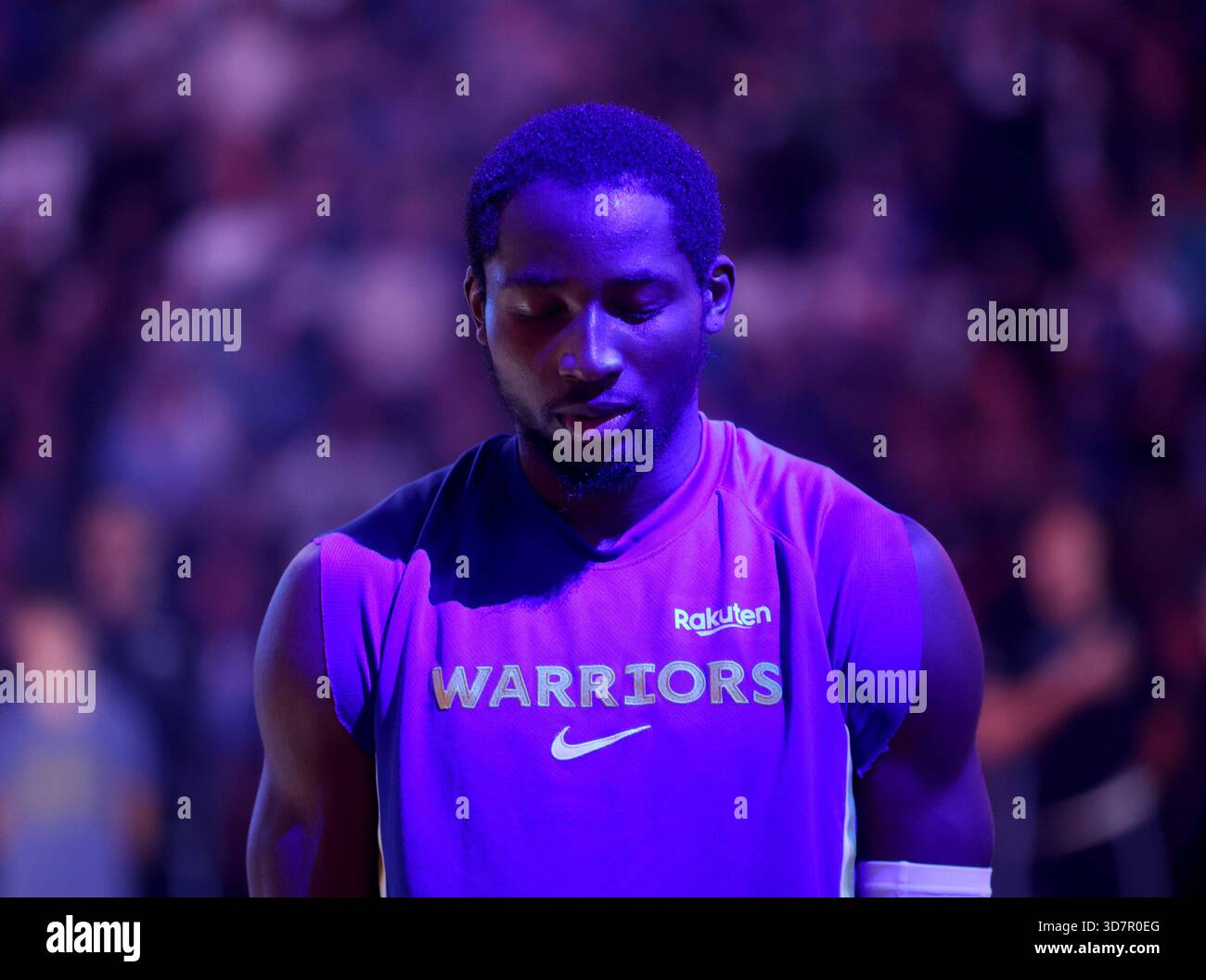 The Golden State Warriors' Jonathan Kuminga during the national anthem ...
