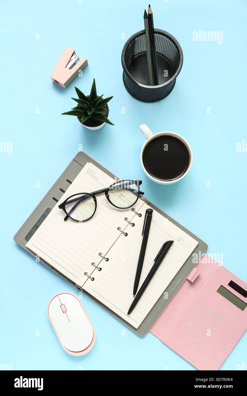 Notepad stapler pencil calculator hi-res stock photography and images ...