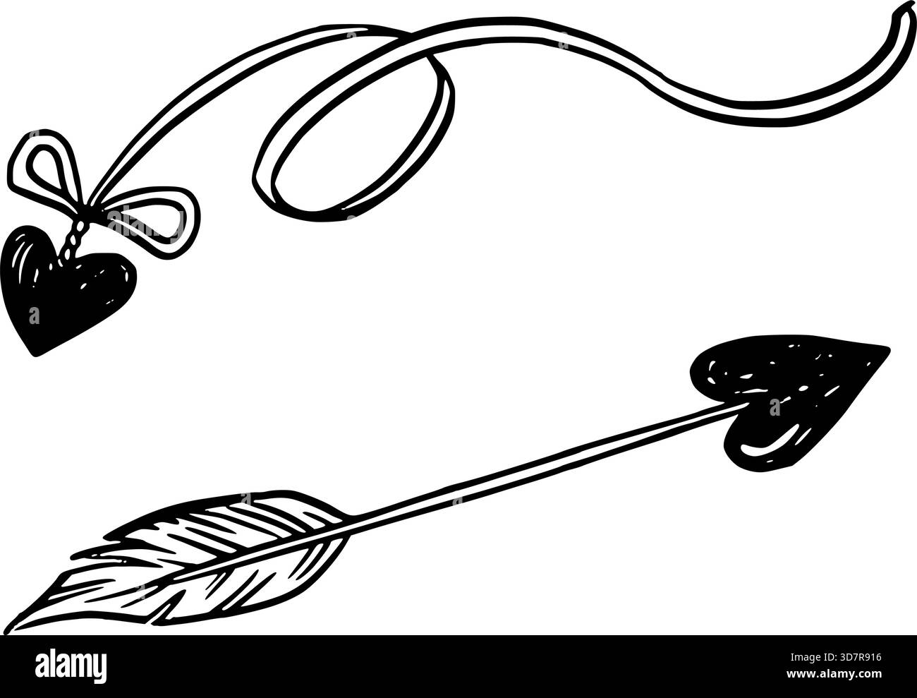 Isolated heart ribbon vector Black and White Stock Photos & Images - Alamy