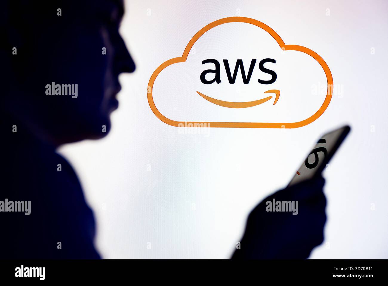 In this photo illustration, an Amazon Web Services logo is seen ...
