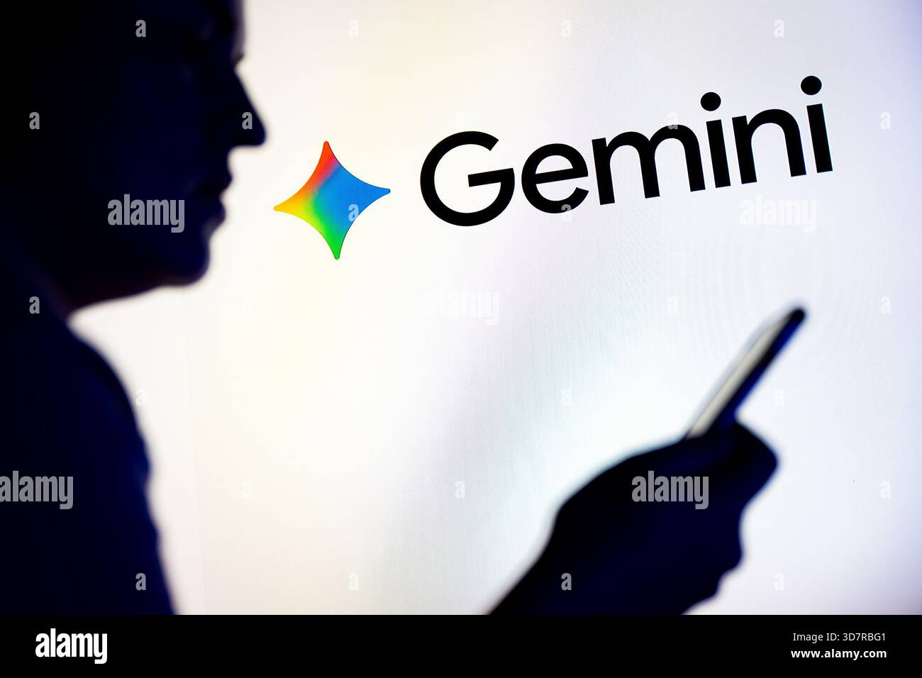 In this photo illustration, the Gemini logo is seen displayed on TV ...