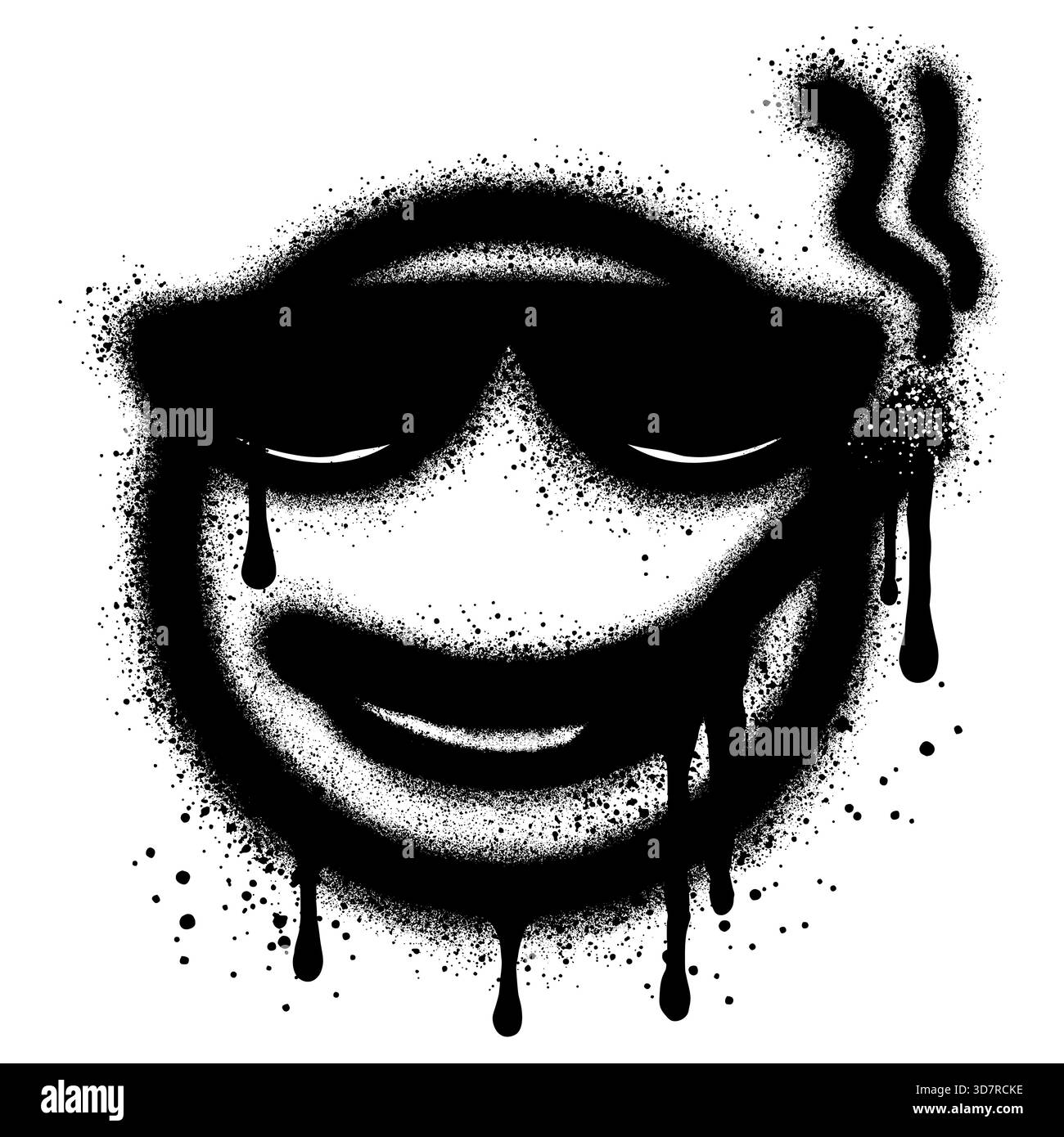 Spray Painted Graffiti smoking face emoticon with cigarette and ...
