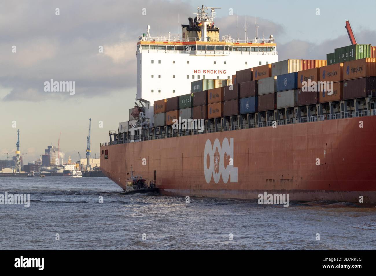 Detailed view, pilot boarding, container ship OOCL Montreal of the ...