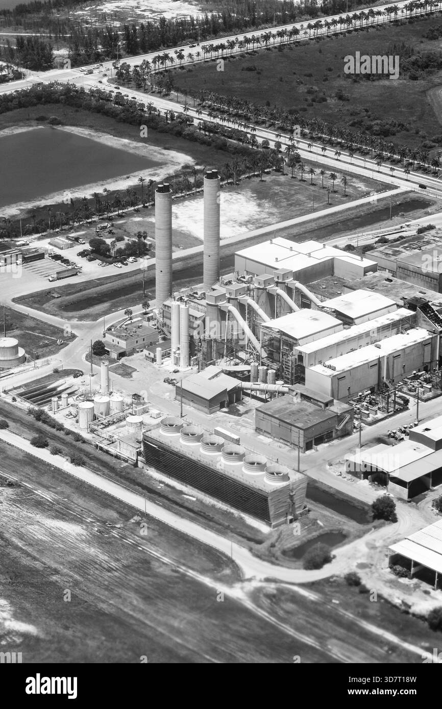 Waste incineration plant, Miami Dade. Industrial facility of waste ...