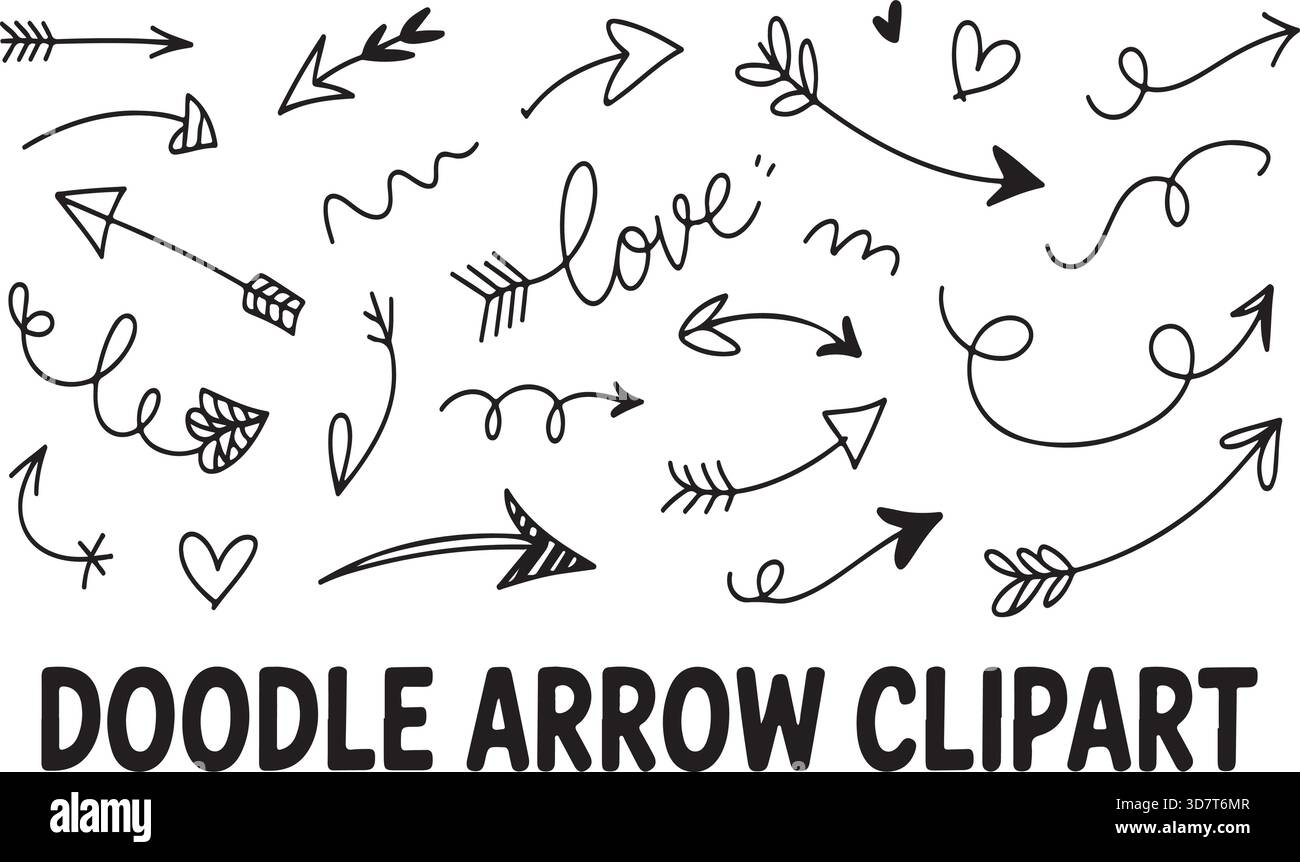 Hand Drawn Doodle Arrow Clipart Set hand drawn, clipart, arrow set ...