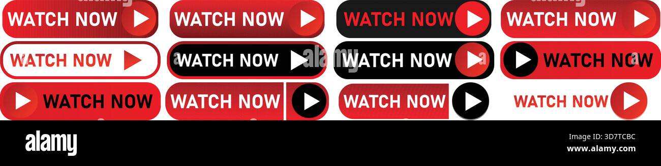 Watch Now Button Icons for Streaming and Video Playback Stock Vector ...