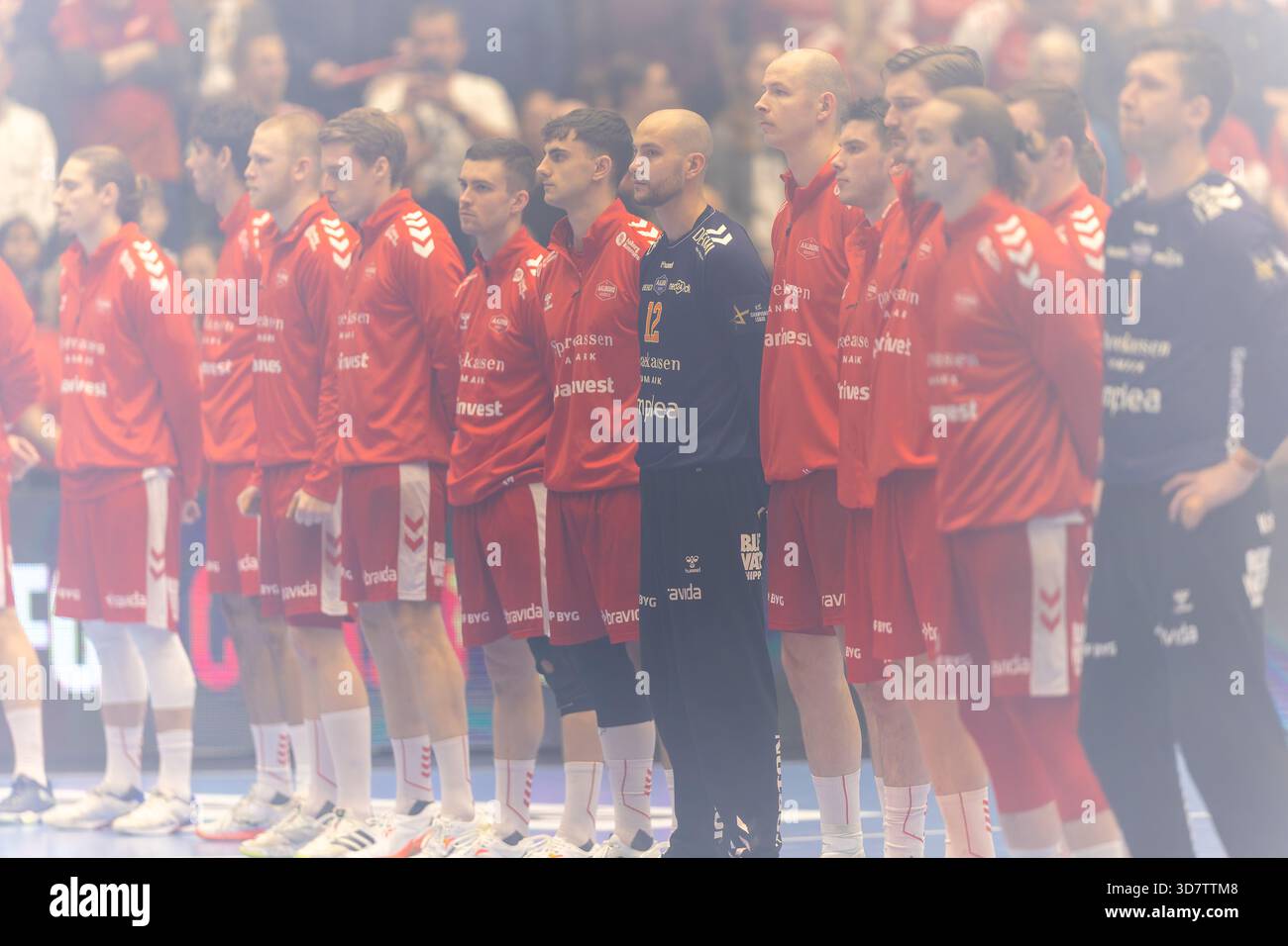 Aalborg, Denmark. 26th, November 2025. The players of Aalborg Handball ...