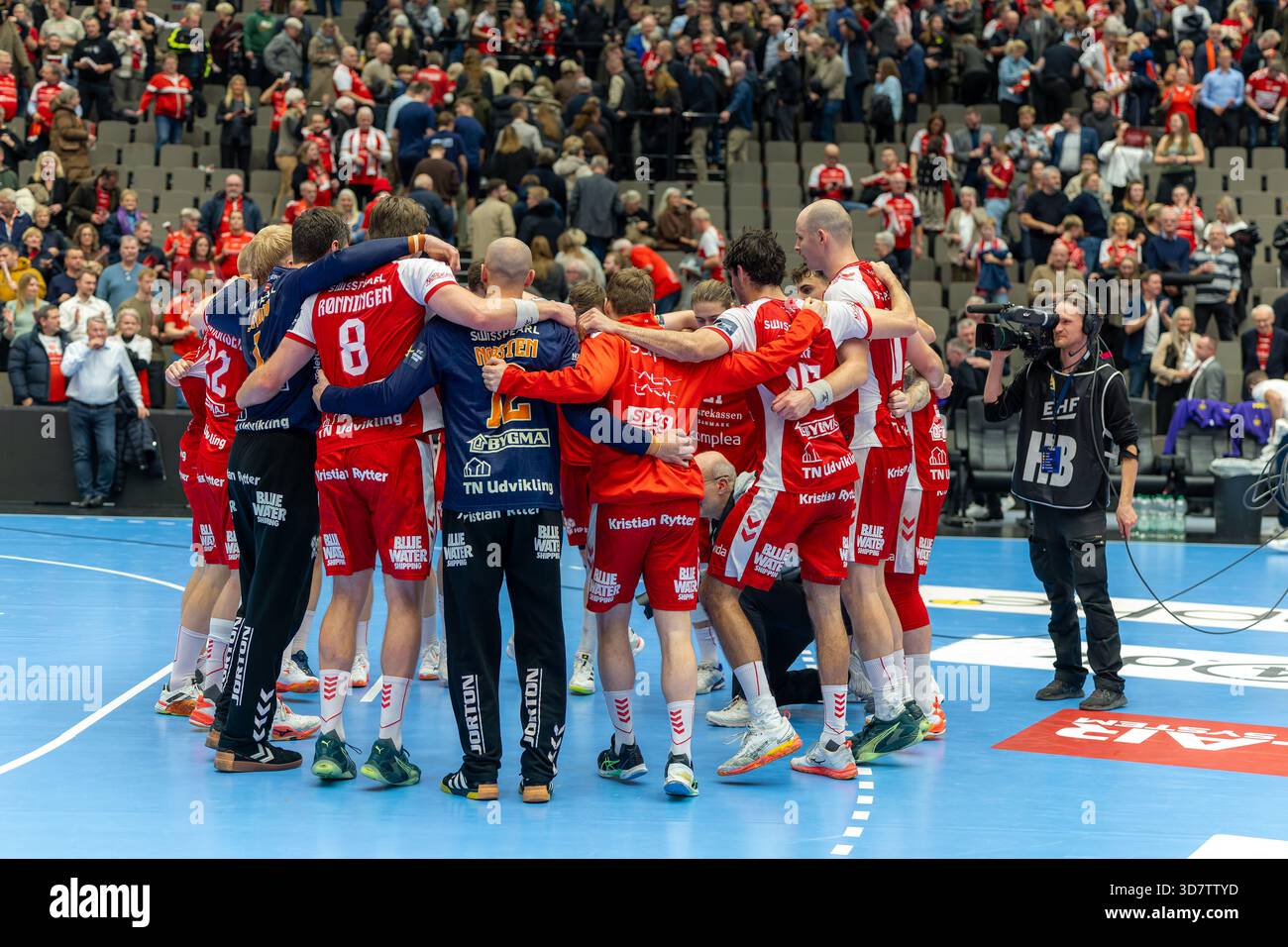 Aalborg, Denmark. 26th, November 2025. The players of Aalborg Handball ...