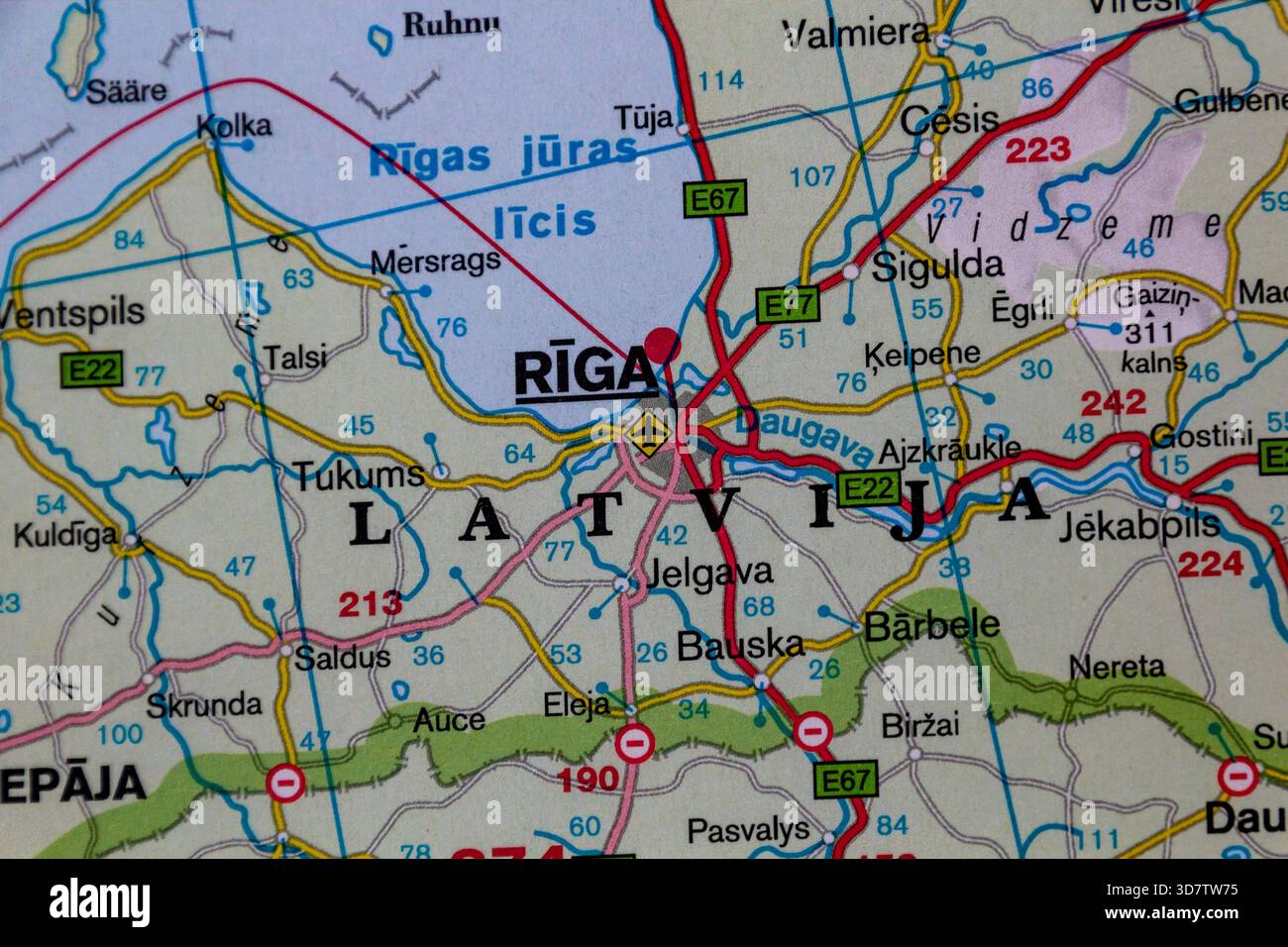 Riga, Latvia, on a road map Stock Photo - Alamy