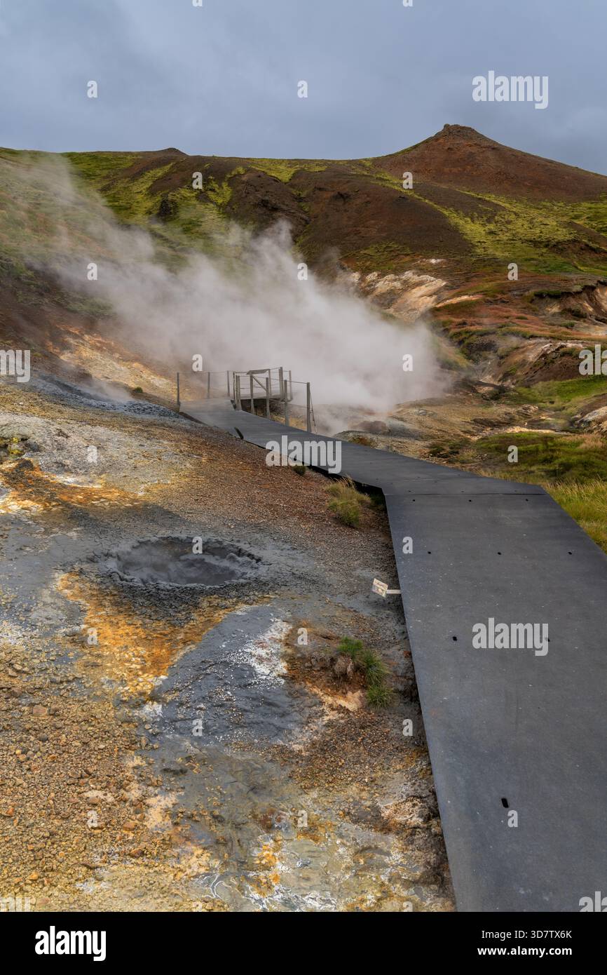 A view of the Hveradalir Geothermal Area near the Hellisheidi Power ...
