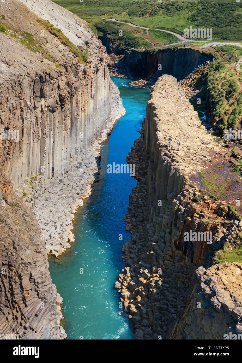 A drone view of the basalt columns in the Studlagil Canyon in East ...