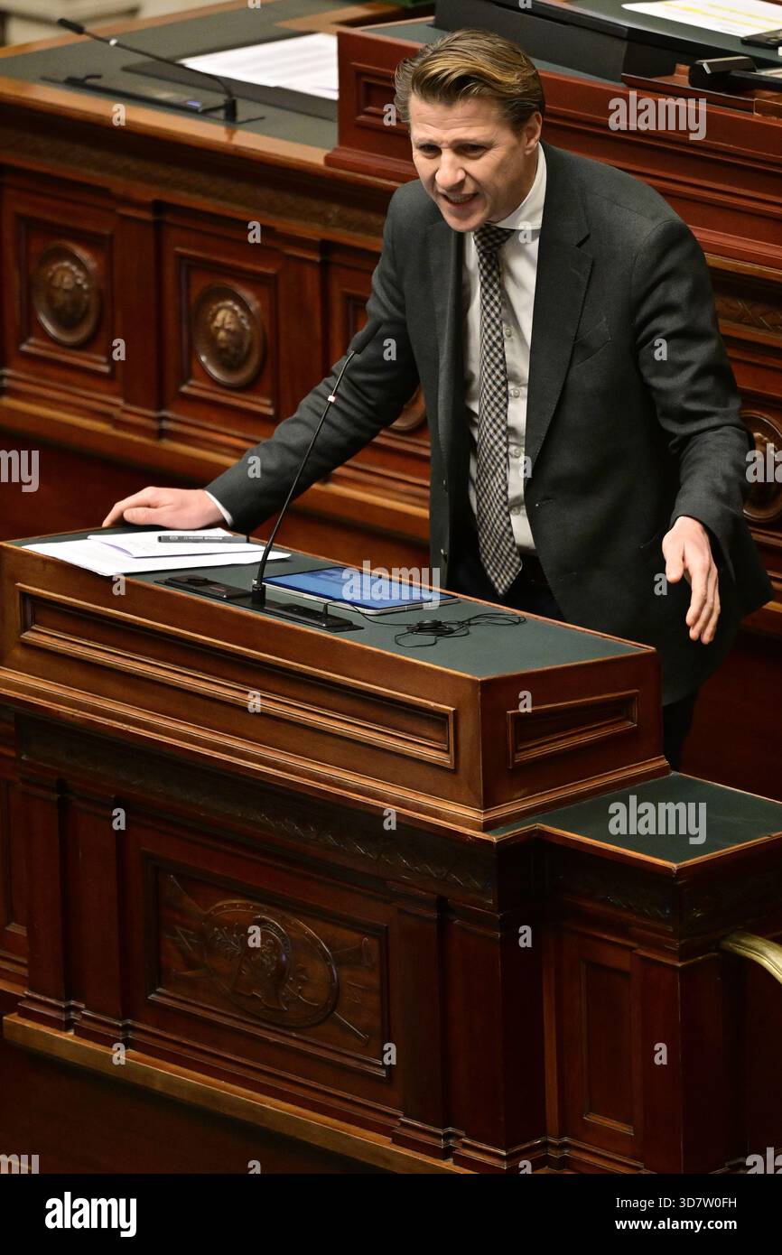 N-VA's Axel Ronse pictured during a plenary session of the Chamber at ...