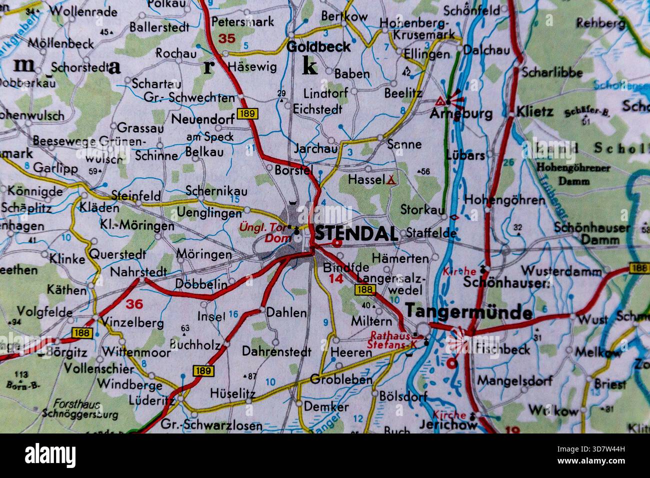 Stendal, Germany, on a road map Stock Photo - Alamy