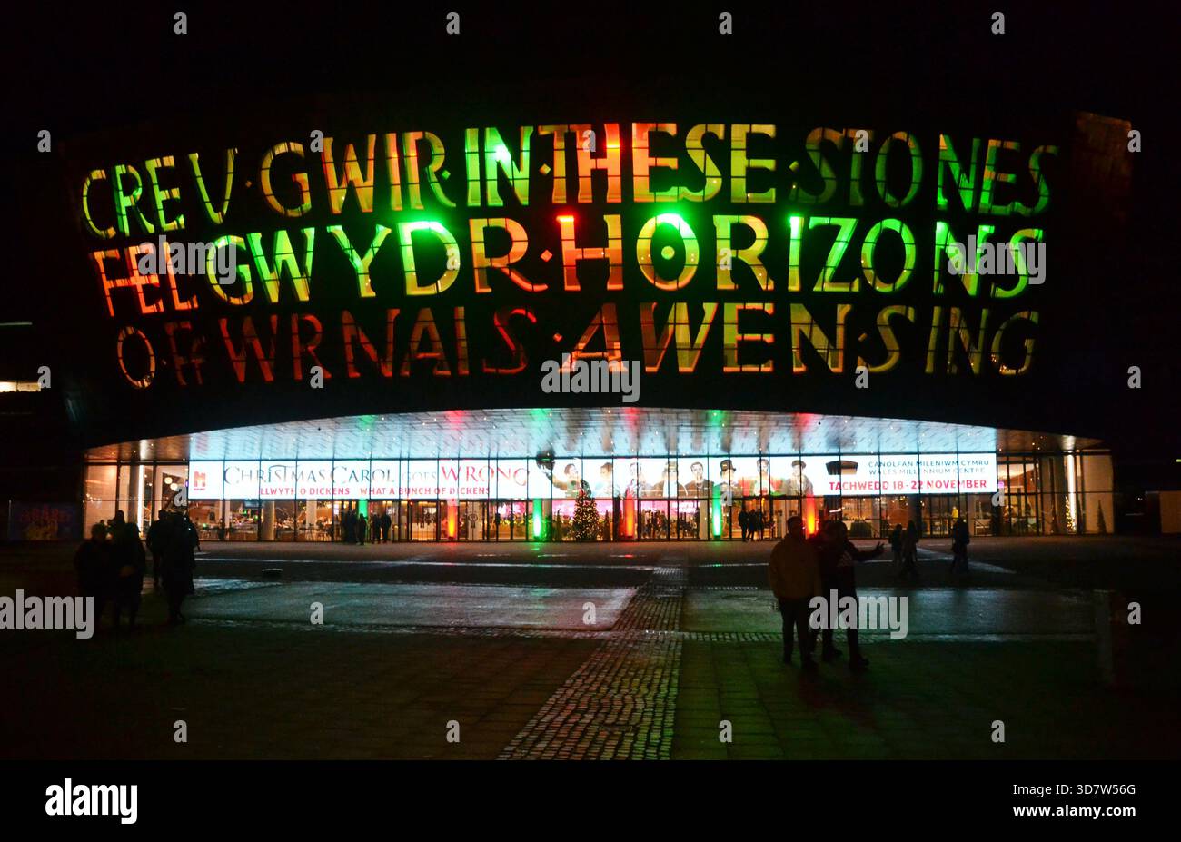 Wales Millennium Centre illuminated for Christmas, Cardiff Bay, South ...