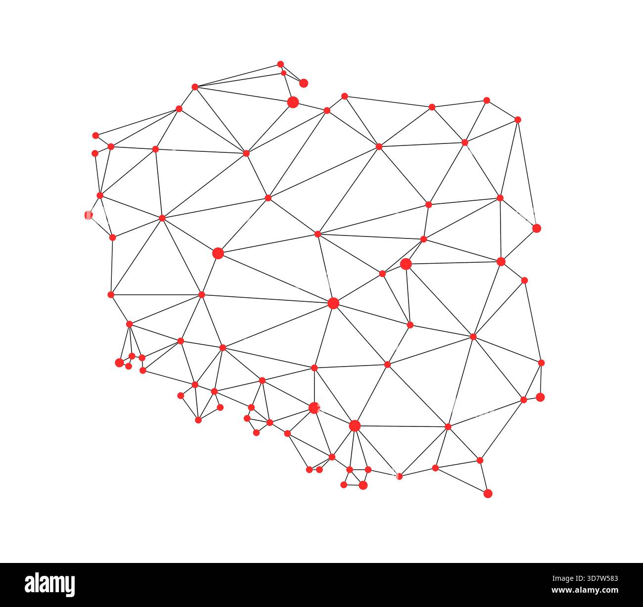 Poland map. Simple geometric map - connection dots mesh lines of Poland ...