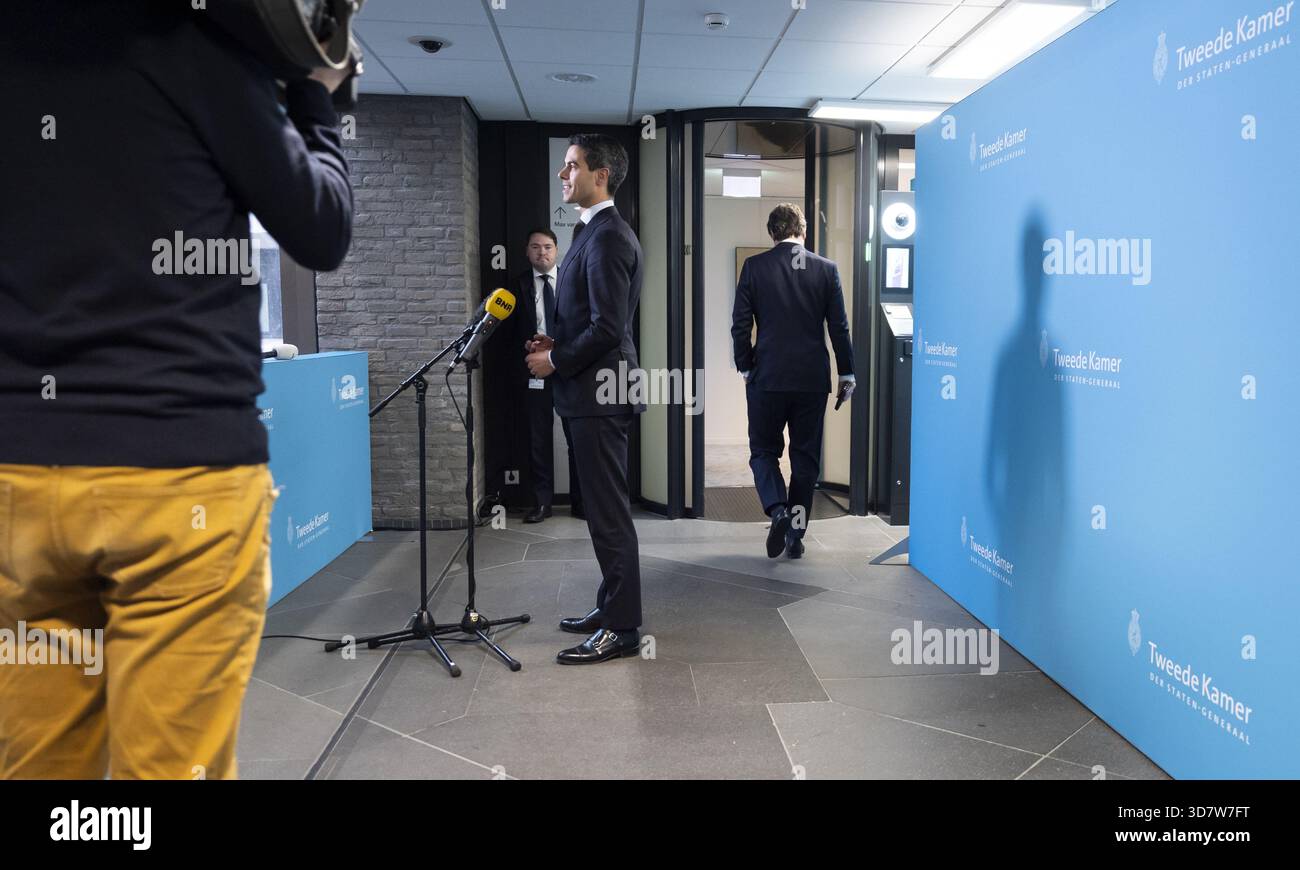 THE HAGUE – Rob Jetten (D66) and Henri Bontenbal (CDA) arrive for a ...