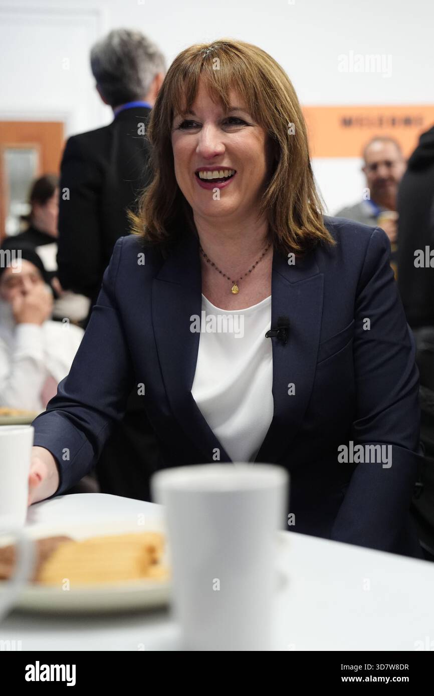 Chancellor of the Exchequer Rachel Reeves during a visit to the Benn ...