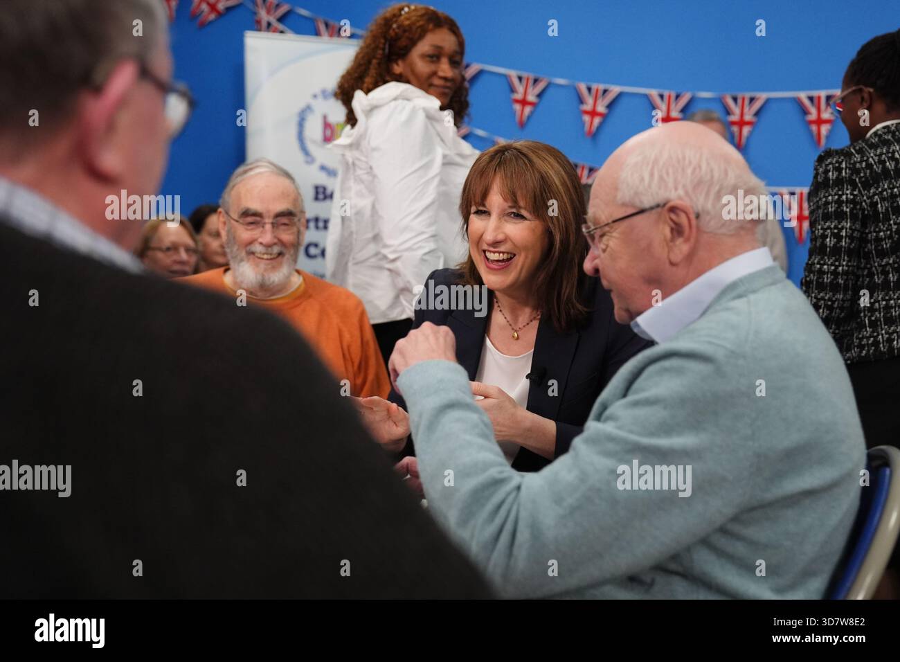 Chancellor of the Exchequer Rachel Reeves speaks with guests during a ...