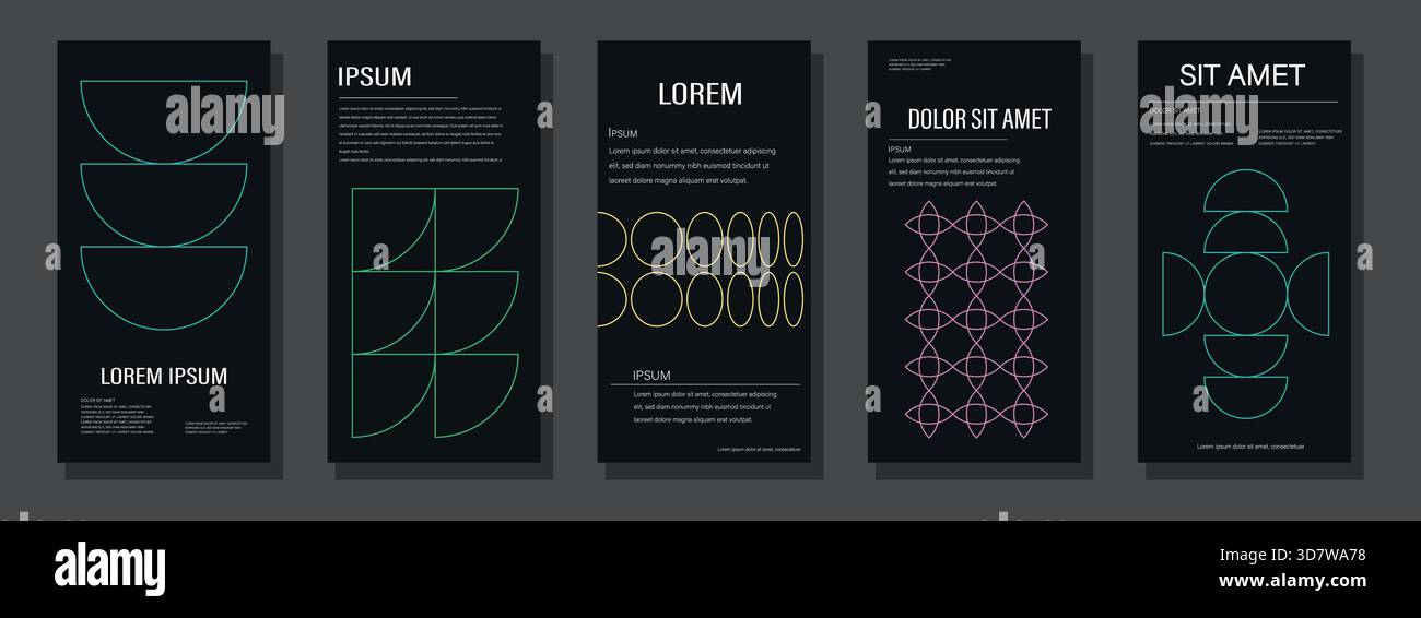 Minimalist geometric abstract poster collection. Retro Geometric cover ...