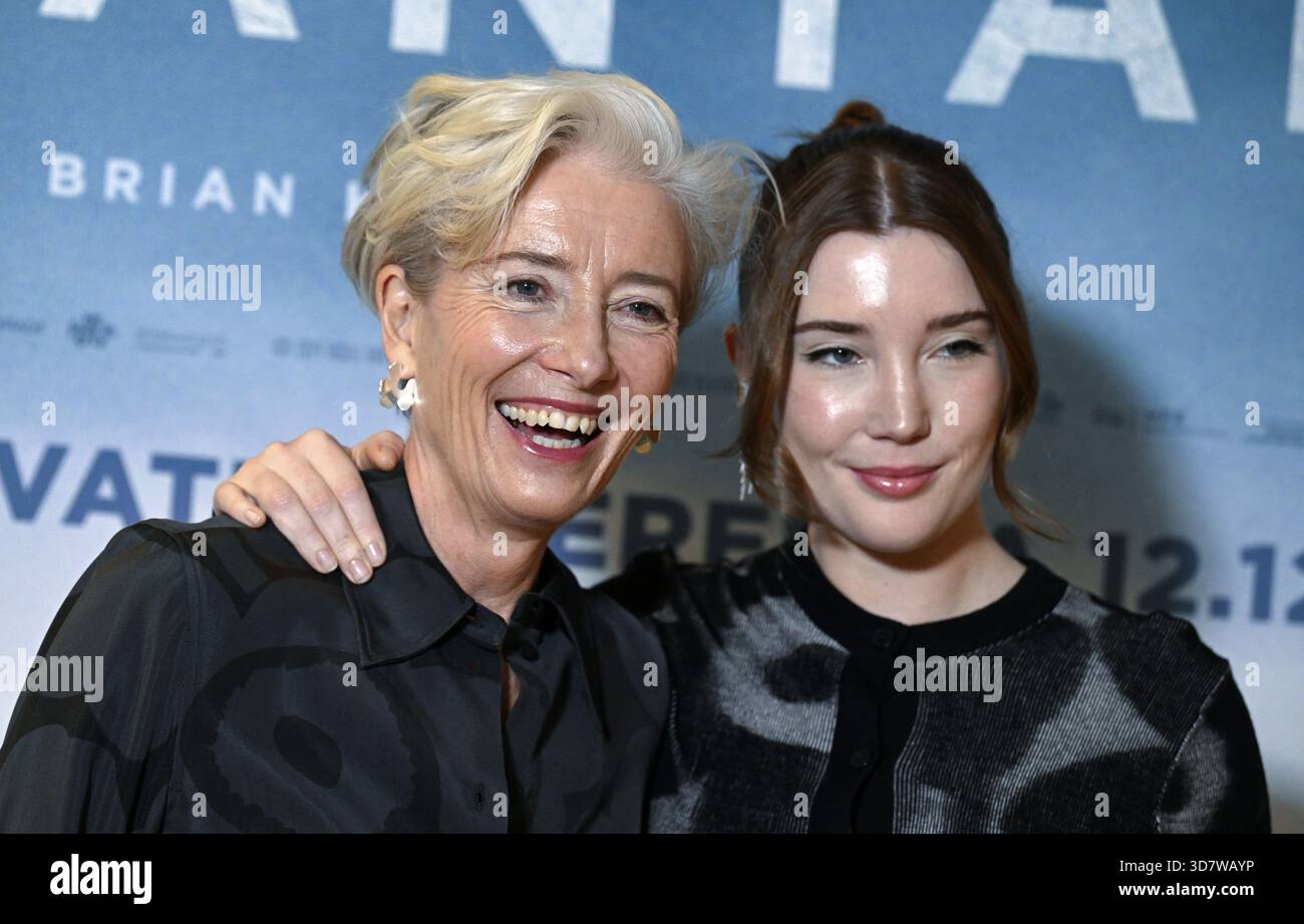 Actress Emma Thompson (L) poses with daughter Gaia Wise in Helsinki ...