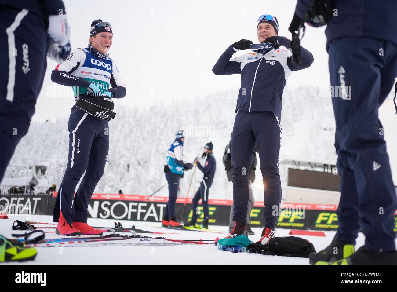 Ruka, Finland 20251127. Edvard Sandvik left and Harald Østberg Amundsen ...