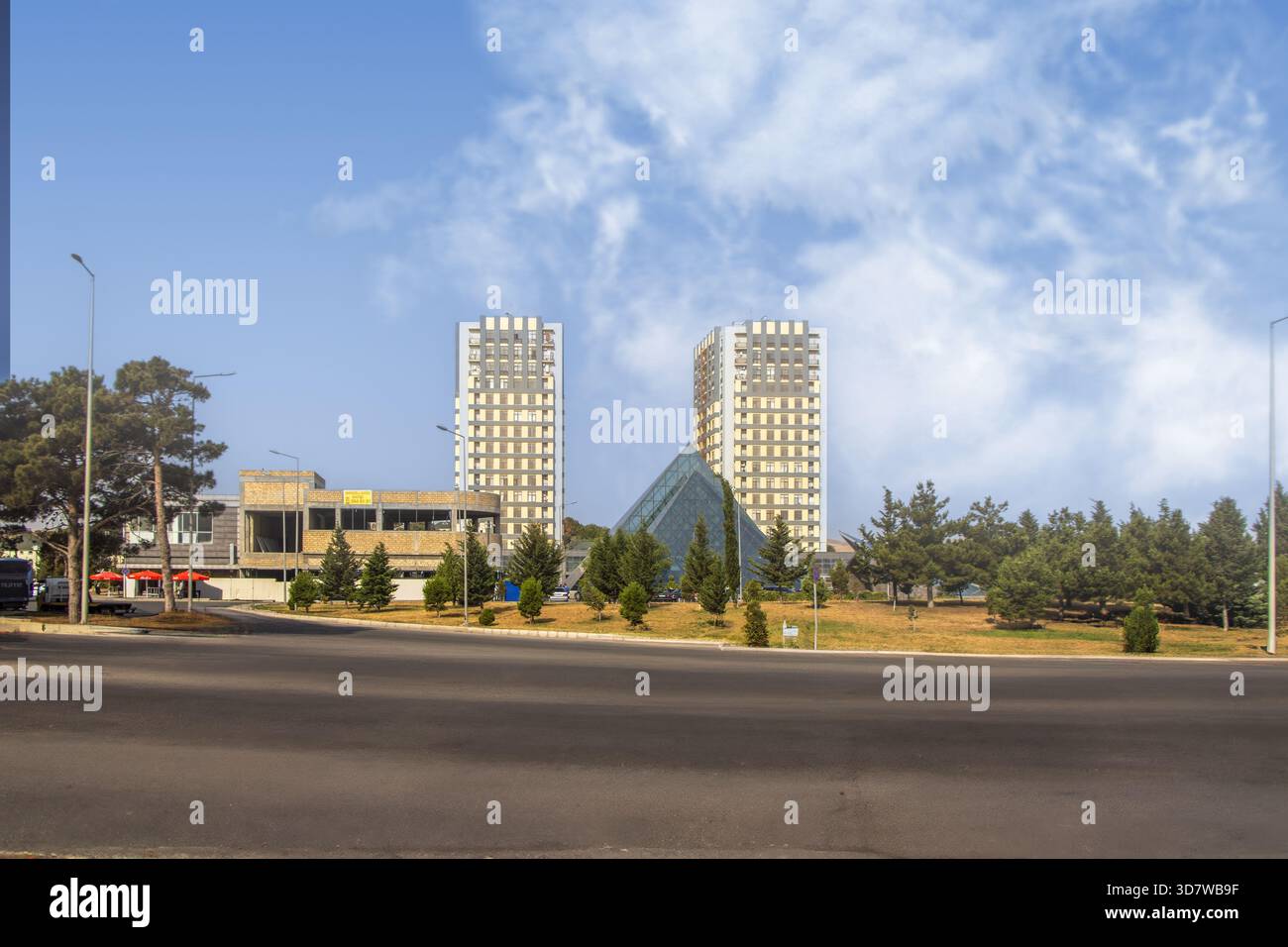 The area of the Bus Station metro station in Baku, Azerbaijan. Twin ...