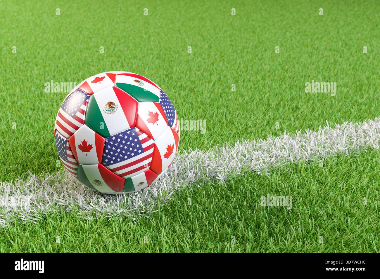 Soccer events in North America concept. A soccer ball covered with ...